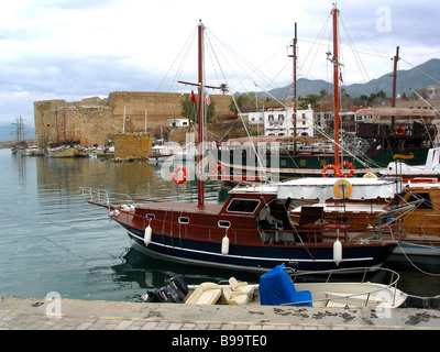 Fishing boats in harbour, Kyrenia, Turkish Republic of Northern Cyprus ...