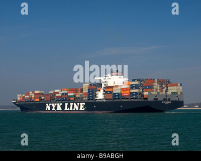 NYK Line container ship Oceanus shown entering the Port of Los Angeles ...