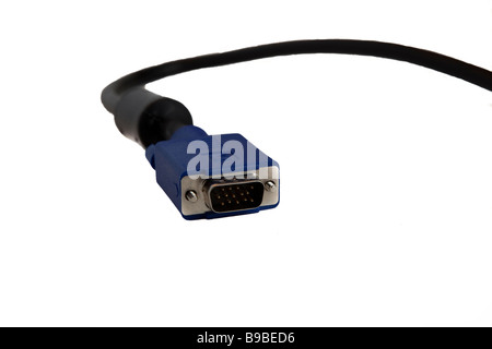 Blue VGA cable isolated on white background Stock Photo - Alamy