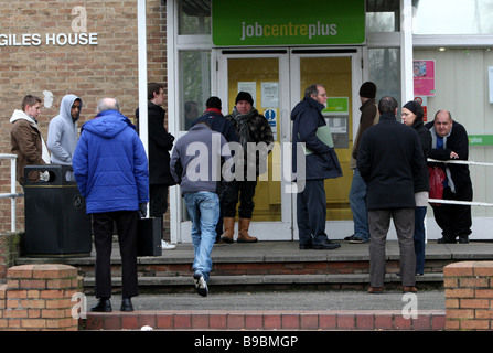 UNEMPLOYED QUEUEING JOB CENTRE PLUS FOR JOBS Stock Photo - Alamy