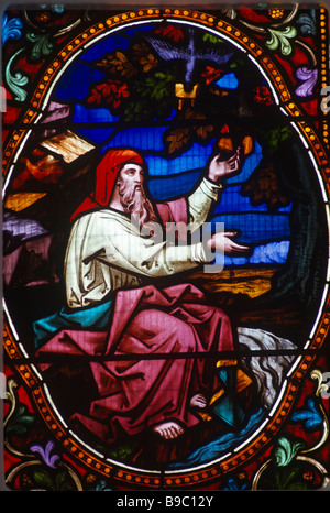 Stained glass (19th century) of Elijah and the Widow of Zarephath Stock ...