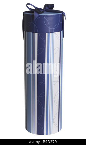 Blue gift box with ribbon isolated on white background Stock Photo - Alamy