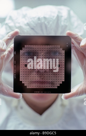 chip manufacturing clean room inspection of wafer Stock Photo - Alamy