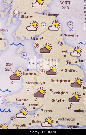 Newspaper weather forecast chart map symbol UK Stock Photo - Alamy