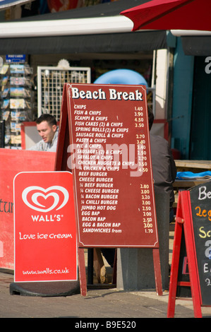 Beachfront menu and price list Stock Photo - Alamy