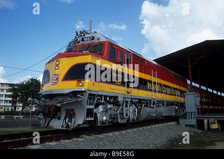 Panama canal railway locomotive side view at night Stock Photo - Alamy