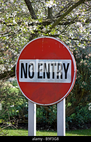 british no entry sign against a backdrop of cherry blossom Stock Photo ...