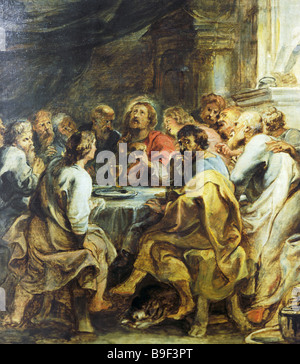 Painting The Last Supper in a museum, Musee Du Louvre, Paris, France ...