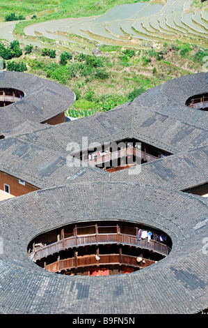China, Fujian Province, Hakka Tulou round earth buildings, Unesco World ...