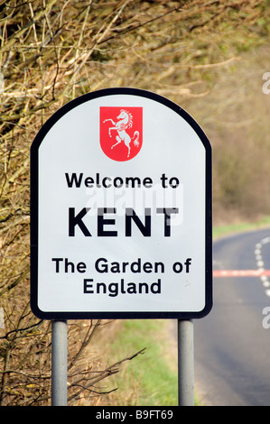 Welcome to Kent The Garden of England Road Sign Stock Photo - Alamy