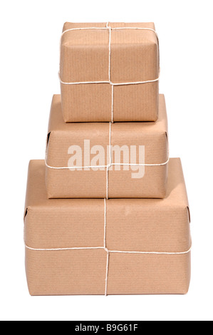 Three brown paper parcels Stock Photo - Alamy
