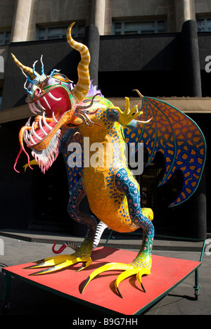 Mexican folk art brightly colored sculpture of fantastical creature ...