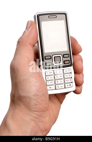 Hand of man using a mobile phone on the street. Use of transportation ...