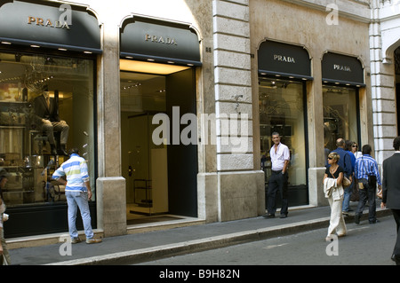 via dei Condotti Prada fashion shop shopping Rome street store shop ...