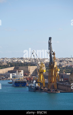 Grand Harbour with the docks, French Creek, Valletta, Malta, Europe ...