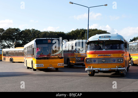 Typical maltese Buses, Valletta Malta Stock Photo - Alamy