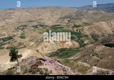 Jordan, Mount Nebo, View towards Jericho and Jordan Valley Stock Photo ...