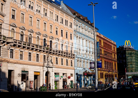 Hungary, Budapest, Pest District, Blaha Lujza Square, ancient facade of ...