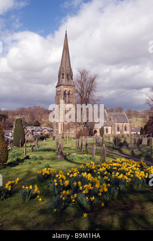 Edensor village St Peter's Church Edensor Derbyshire Peak District ...