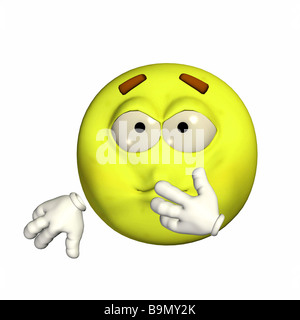 Yellow Emoticon Guy with a sick expression Stock Photo - Alamy