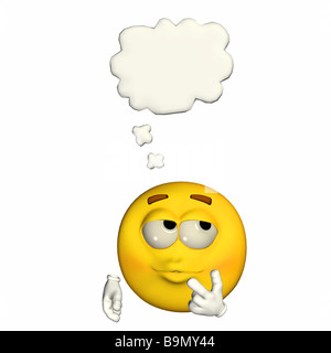Yellow Emotion Guy with a thinking expression Stock Photo - Alamy