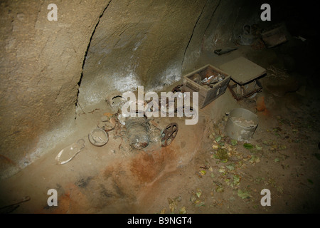 War relics and communications equipment inside the Japanese WWII ...