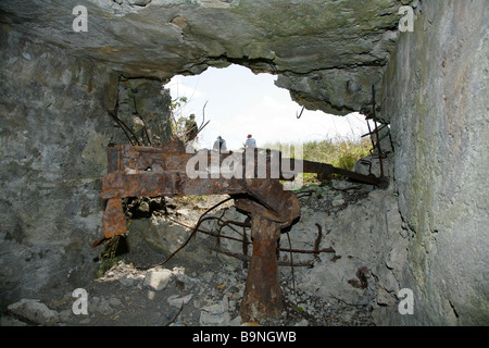 Destroyed Japanese bunker on Iwo Jima overlooking the American invasion ...