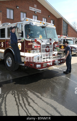 Firefighters washing a fire truck in Bladensburg, Maryland Stock Photo ...