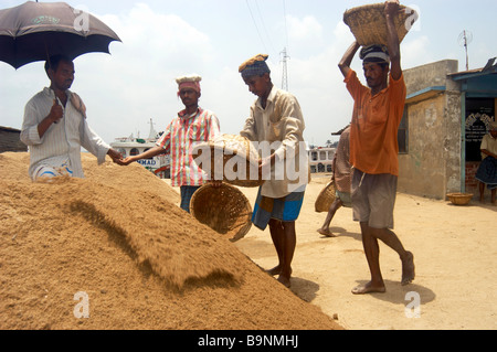 sand unload boats hard labor work Stock Photo - Alamy
