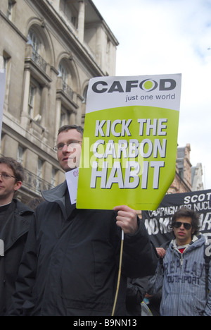Placards with slogans and banners at the anti Capitalist protest St ...