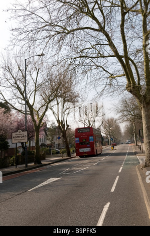 Welcome to Romford, Historic Market town sign, road, residential street ...