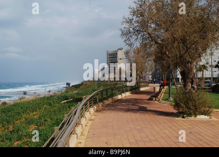 Israel Sharon plain Netanya the beach from promenade Stock Photo ...