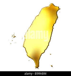 Taiwan 3d golden map Stock Photo - Alamy
