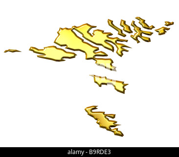 Faroe islands 3d golden map Stock Photo - Alamy