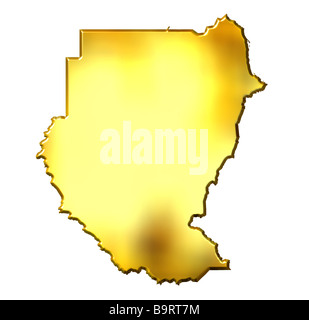 Sudan 3d golden map Stock Photo - Alamy