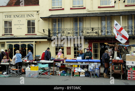 Saturday market in Lymington High Street hampshire southern England UK ...