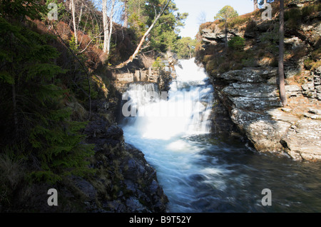 Waterfall and gorge on Lui Water, Linn of Dee, near Braemar ...