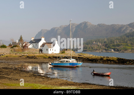 Town Plockton with palm trees on beach promenade Loch Carron Atlantic ...
