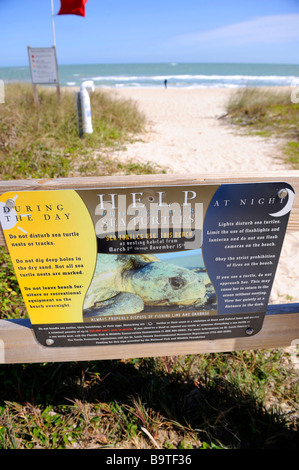 Sea Turtle Warning Sign at Avalon State Park Florida Atlantic East ...