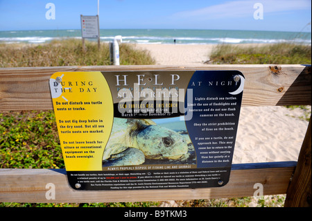 Sea Turtle Warning Sign at Avalon State Park Florida Atlantic East ...