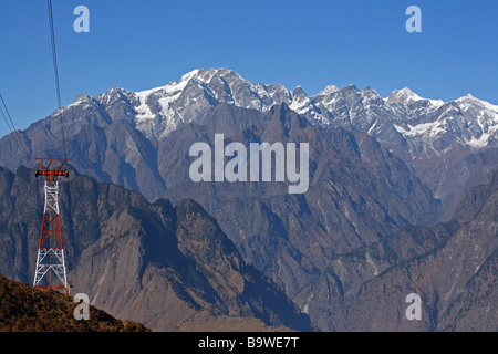 Cable car, Auli, Himalayan ski resort, hill station, Nanda Devi, Nar ...