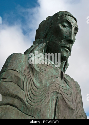 The statue of Saint Cuthbert by Fenwick Lawson placed at Lindisfarne ...