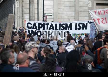 Capitalism isn't working banner at the G20 protest outside the Bank of ...