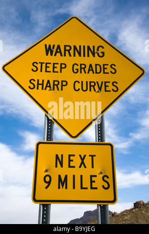 Sharp Curves Warning Sign Stock Photo - Alamy
