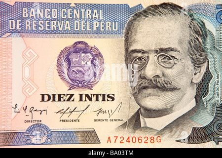 10 intis bank note. Inti is the former currency of Peru Stock Photo - Alamy