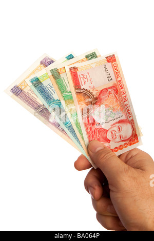 5 Gambian dalasi bank note. Gambian dalasi is the national currency of ...