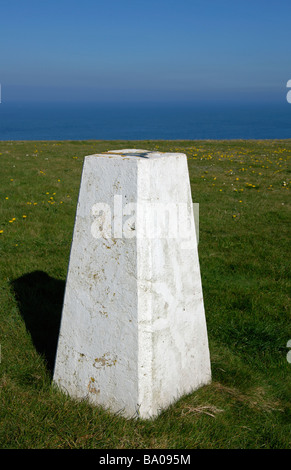 An Ordnance Survey triangulation (or trig point) concrete pillar near ...