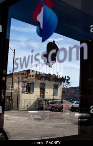 Telephone booth with swisscom logo on it Stock Photo - Alamy