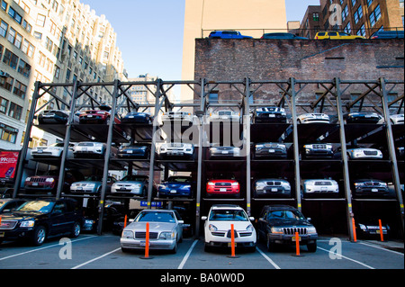 A multi level, stacked car parking system in the Soho area of New York ...