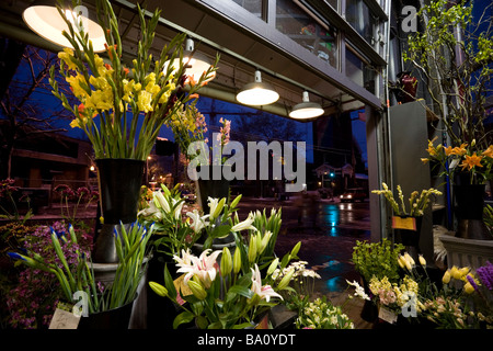 Capitol Hill Flower Market, Winter Evening, Seattle, Washington Stock ...